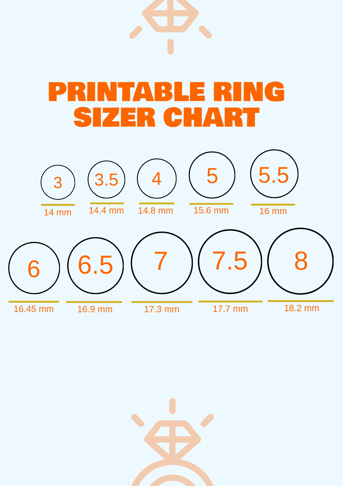Printable Ring Size Chart Actual Size - Chart Print Lab