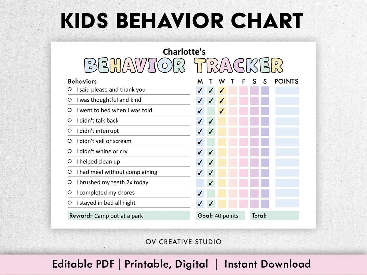Toddler Behavior Chart Printable - Chart Print Lab