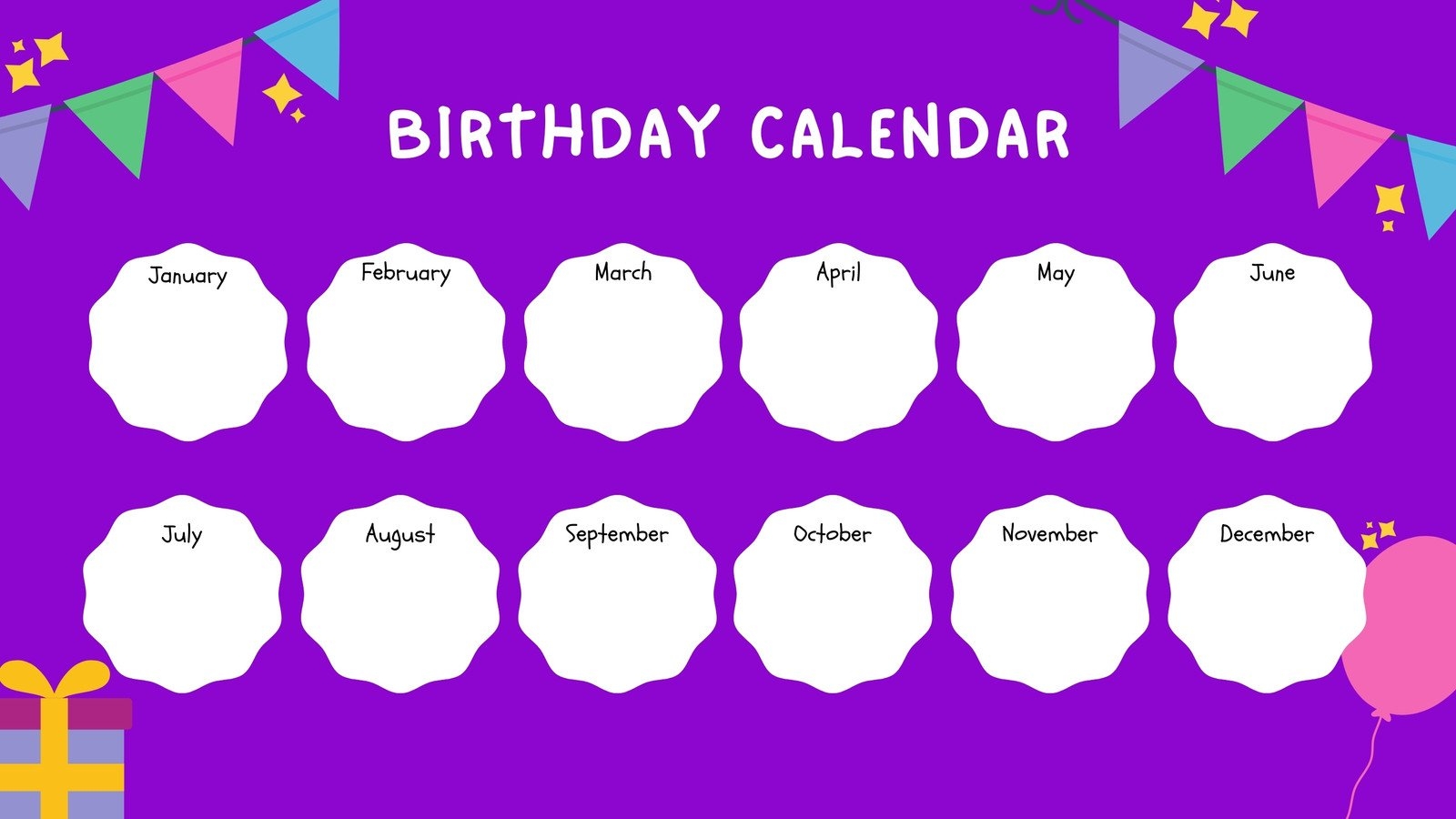 Birthday Charts Free Printable - Chart Print Lab